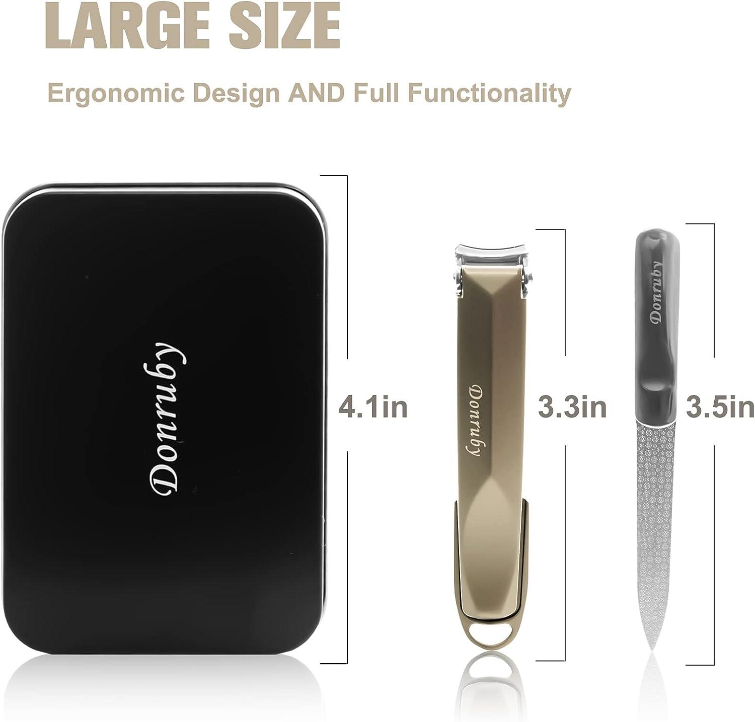 Premium Donruby Nail Clipper Set - 15mm Wide Easy Press Lever, Curved ...