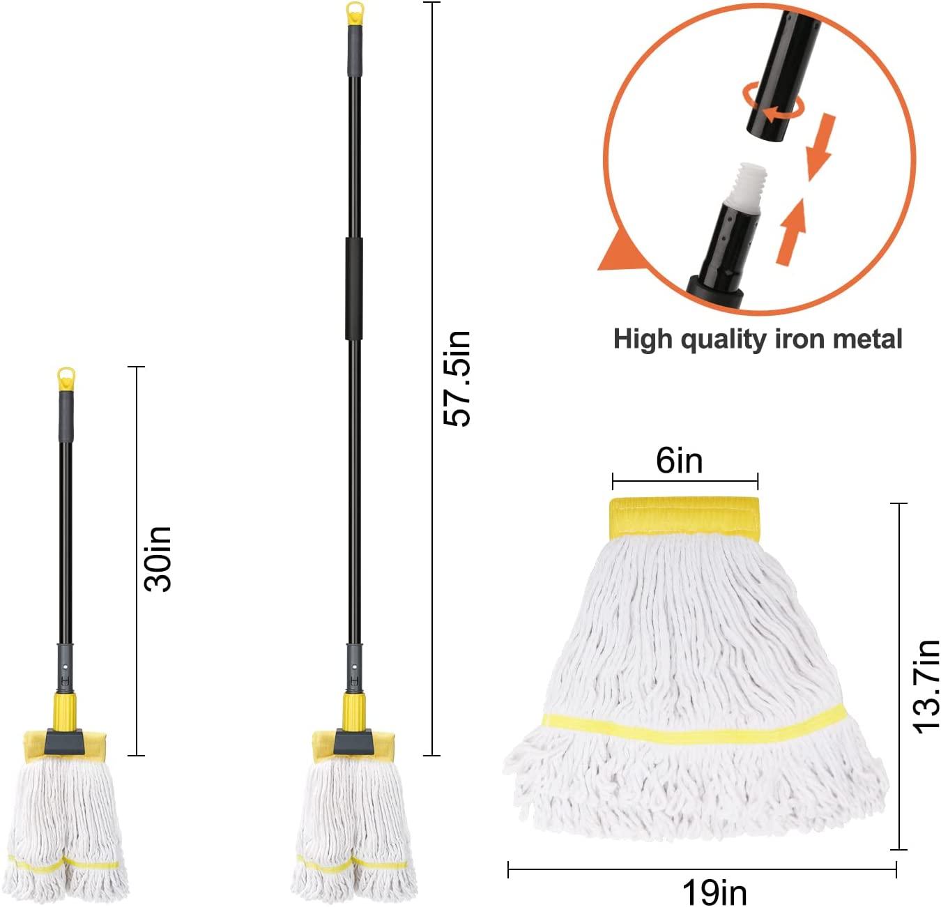 Commercial Heavy Duty Industrial Mop with Long Handle - 60 Looped-End ...
