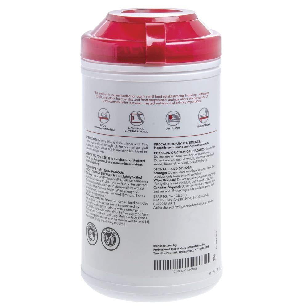 PDI Sani-Wipe Non-Rinse Food Contact Sanitizing Wipes 95-Count Canister ...