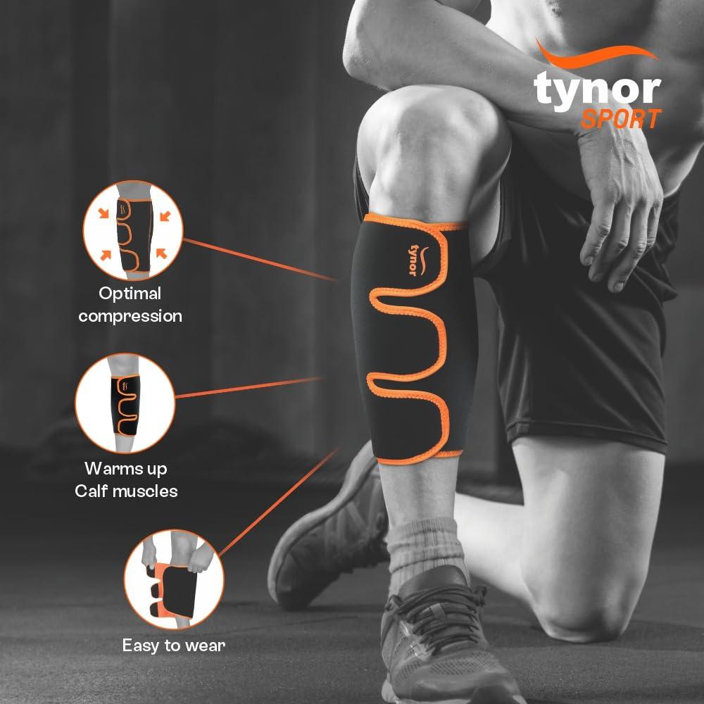 TYNOR Shin & Calf Support Neo - Black & Orange | Universal Fit ...