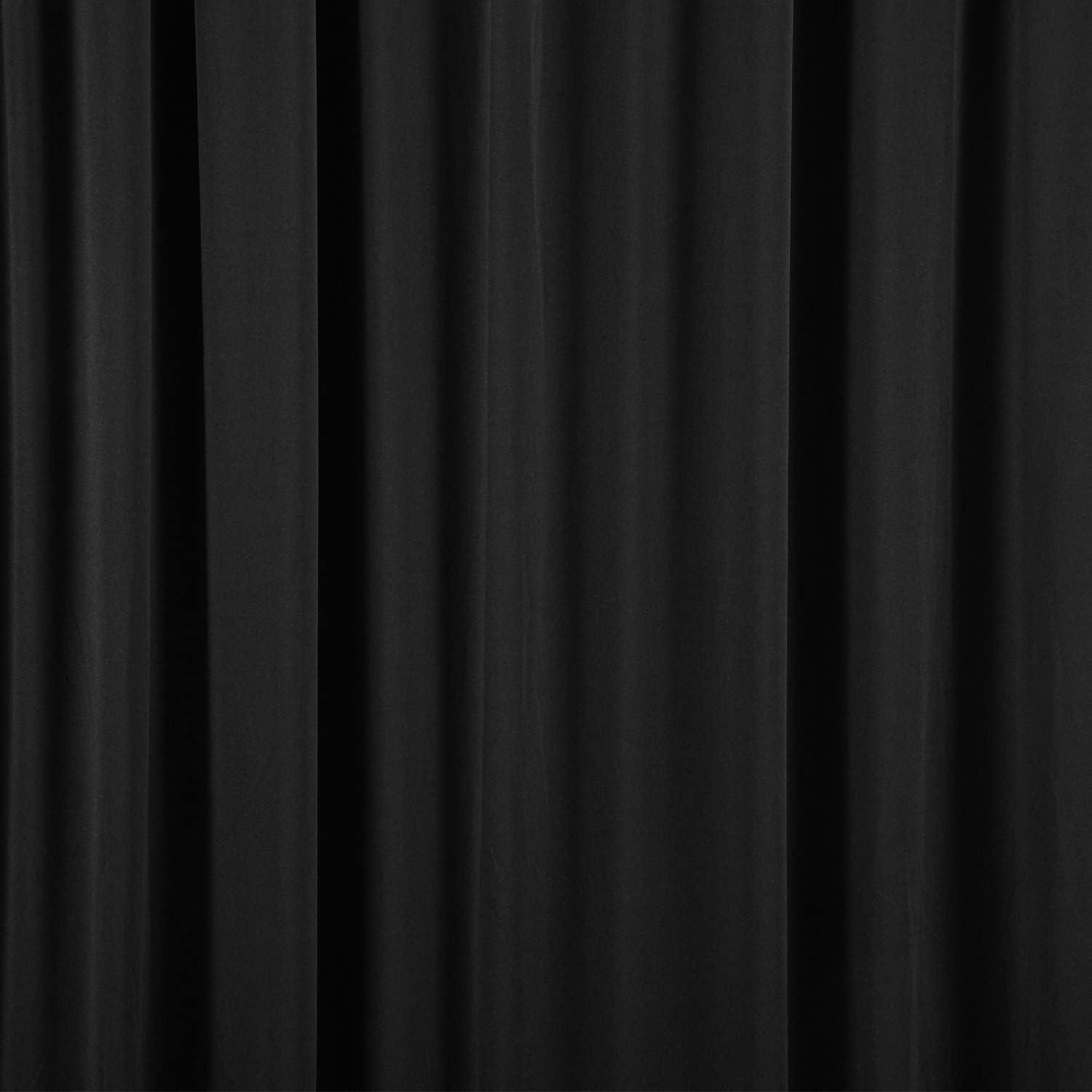 Wrinkle Free Black Backdrop Curtain Panels - Set of 2 Panels, 10ft x ...