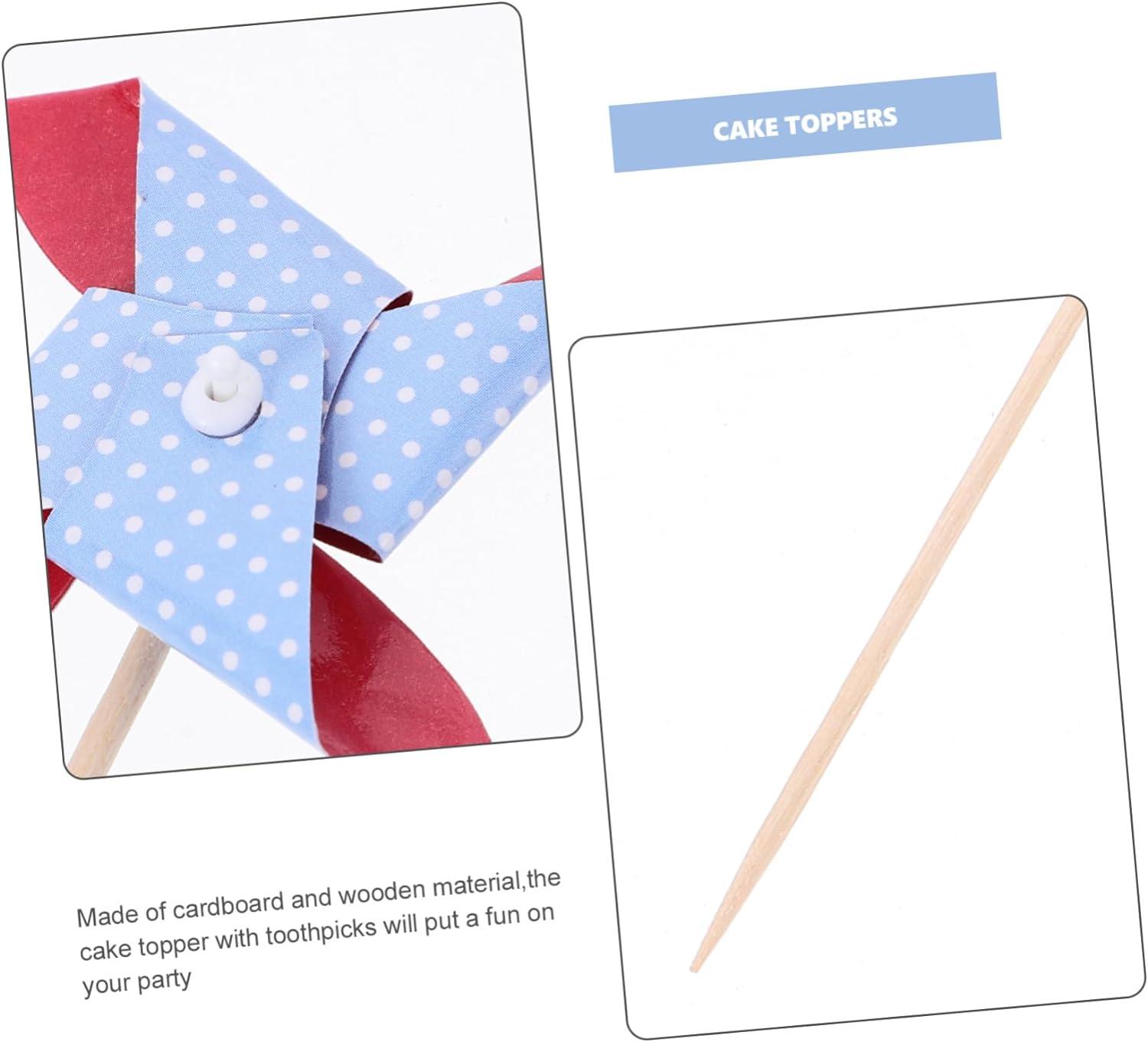 HOMSFOU 18pcs Mini Pinwheel Stakes Pinwheel Cupcake Toppers Kids Party ...