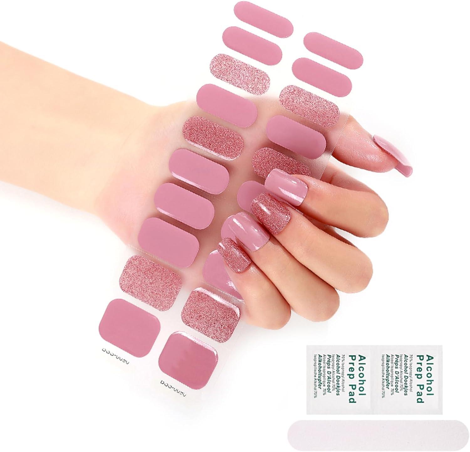 20 Sticker Semi Cured Gel Strips Gel Nail Full Wraps Strips Gel Nail ...