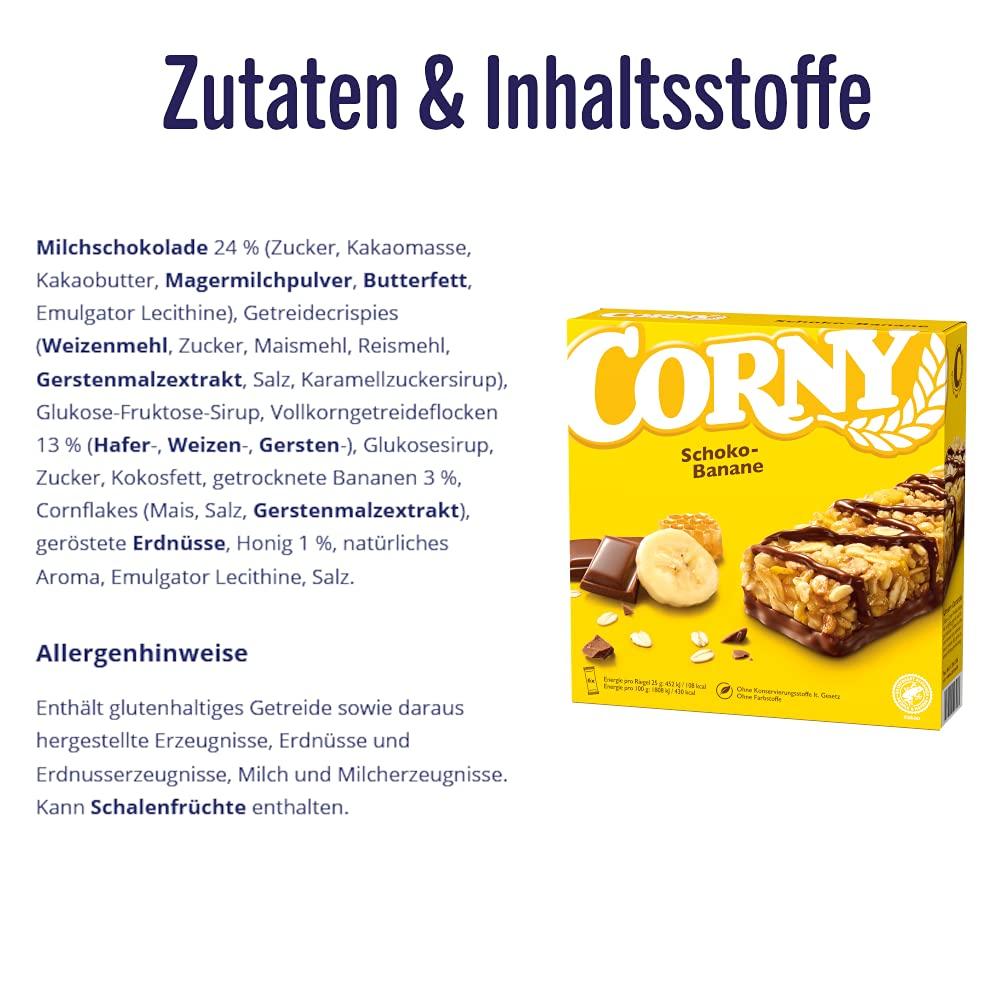 CORNY Chocolate Banana Cereal Bars - 150g Box of 6 | Buy ...