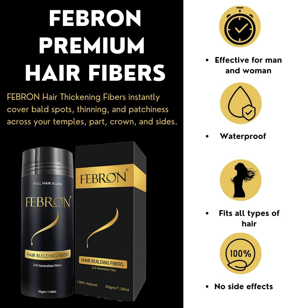 Febron Hair Fibers Dark Brown 30g - Hair Loss Concealer for Men & Women ...