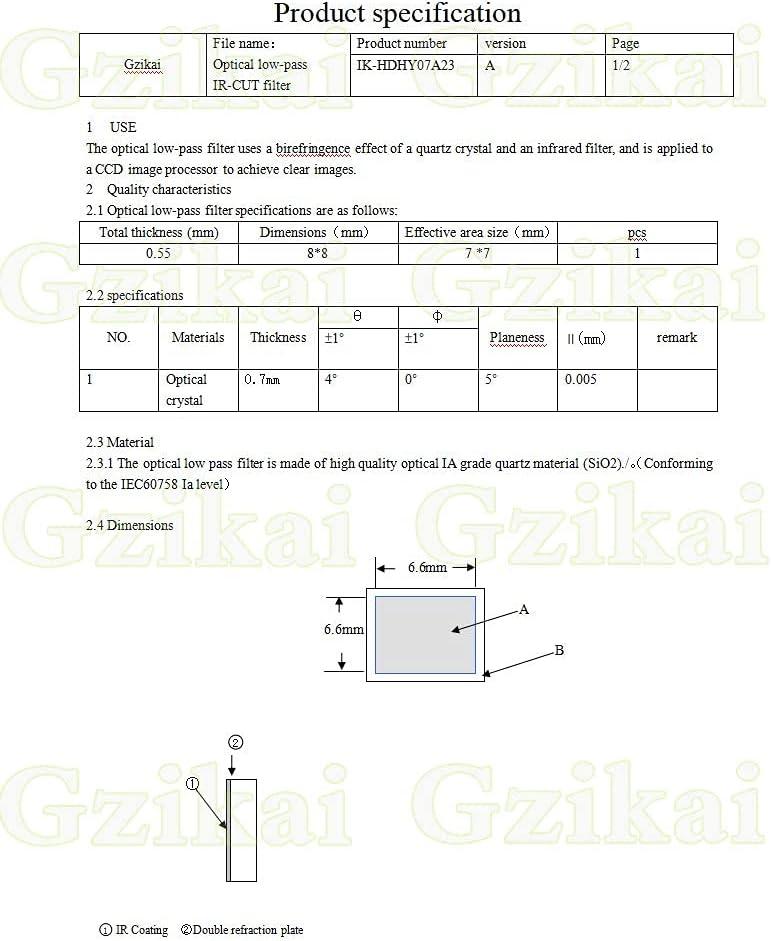 Gzikai 8mm IR-Cut Blocking Filter 20pcs/1 Lot - Optical Multi-Coating ...