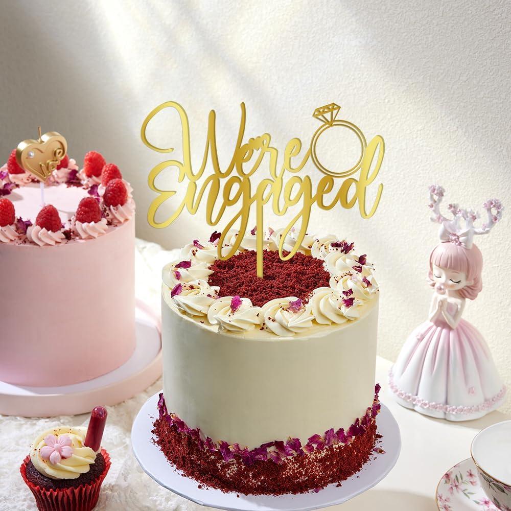 AROKIPPRY We're Engaged Cake Topper for Engagement Party Decorations ...