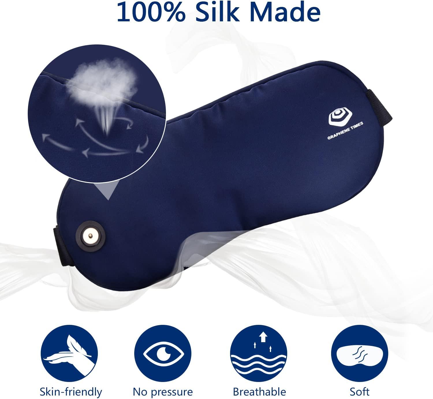 Heated Eye Mask for Dry Eyes - 100% Silk Sleep Mask with Adjustable ...