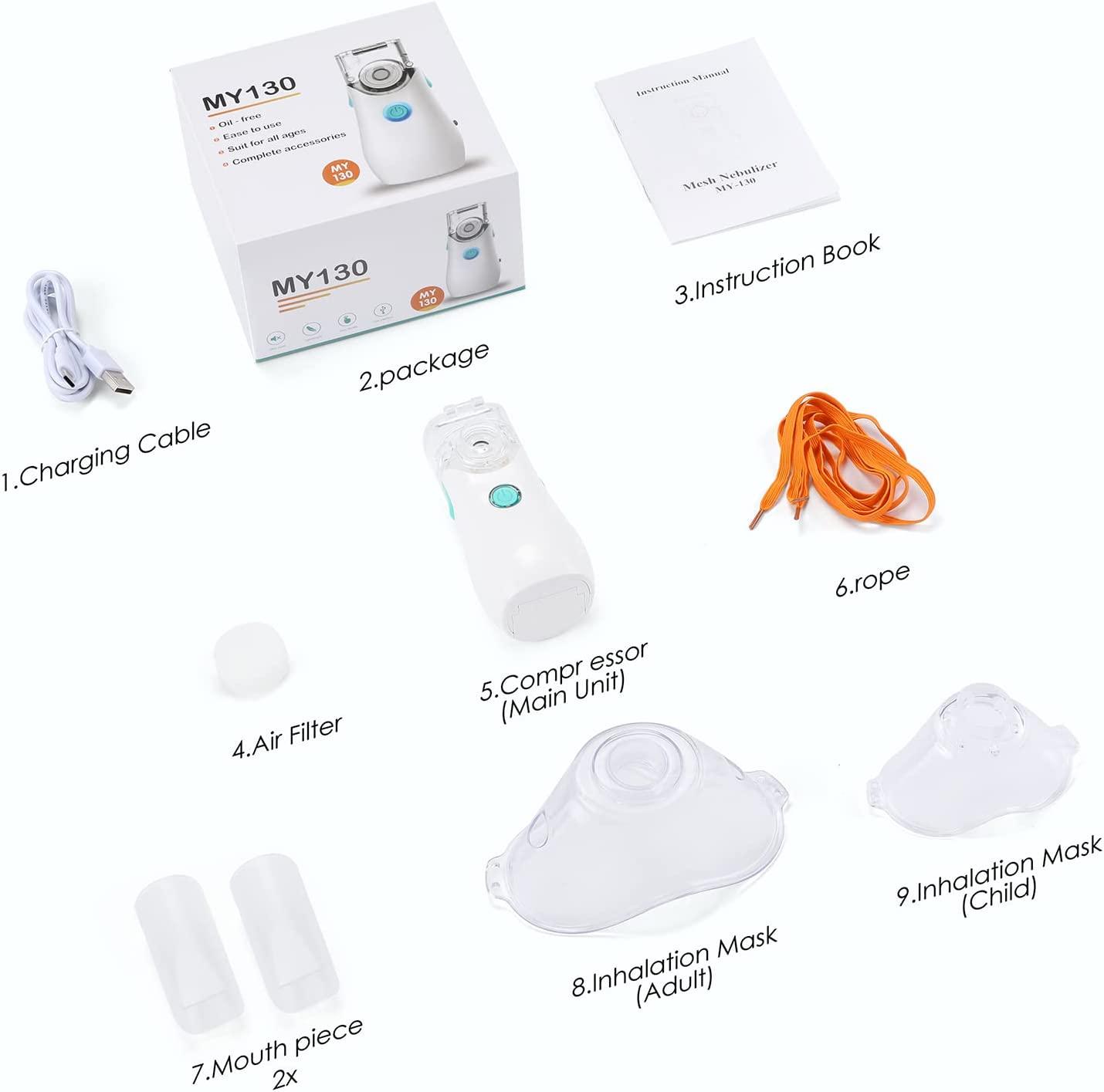 Portable Handheld Mesh Nebulizer Machine for Adults & Kids - Adjustable ...