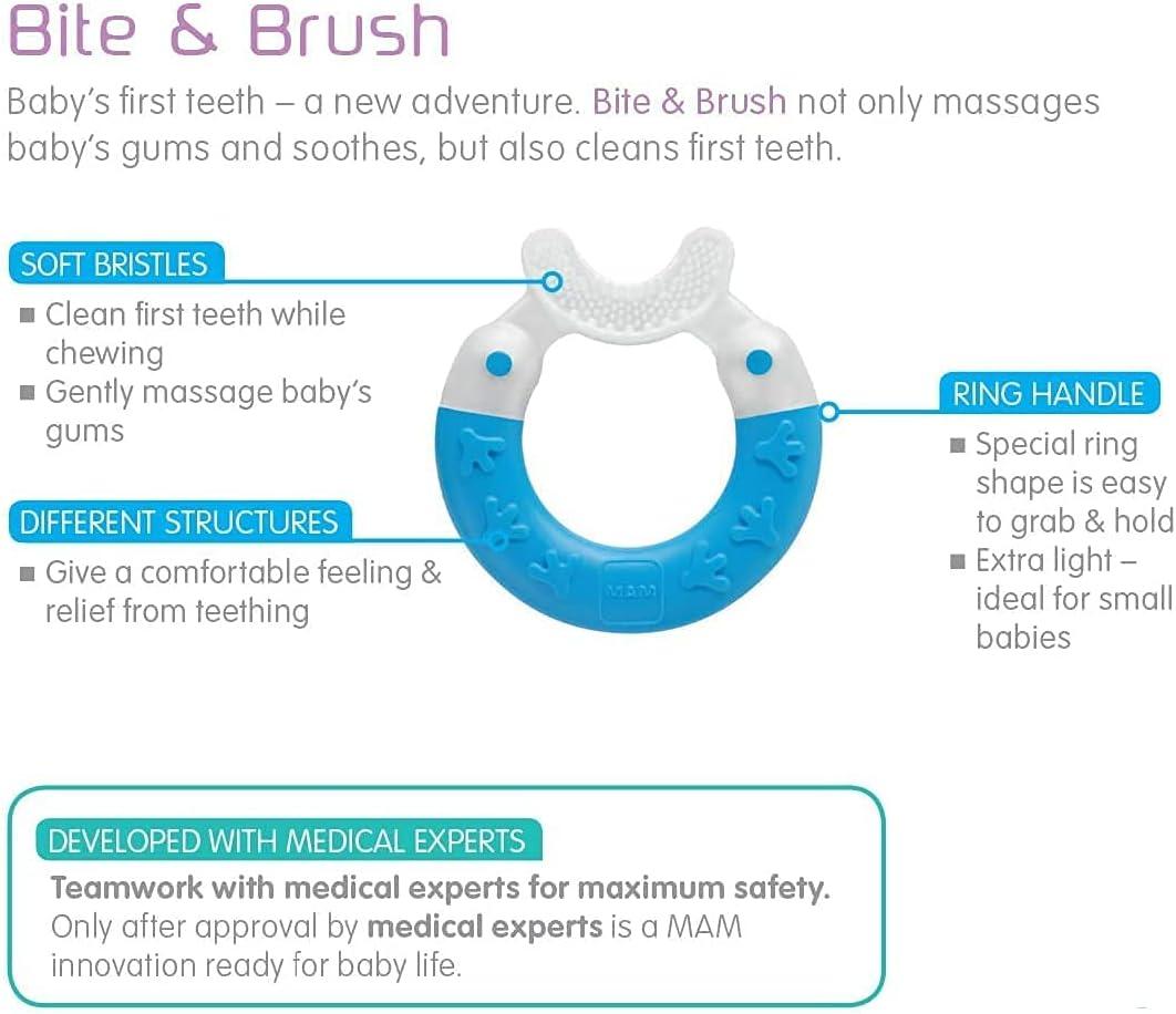 MAM Bite & Brush Baby Ring - Teething Toy for 3+ Months, Promotes ...