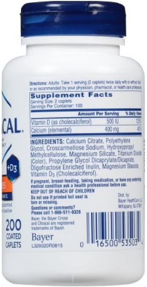 Citracal Calcium + D3 Petites - 200 Coated Caplets | Bone Health ...