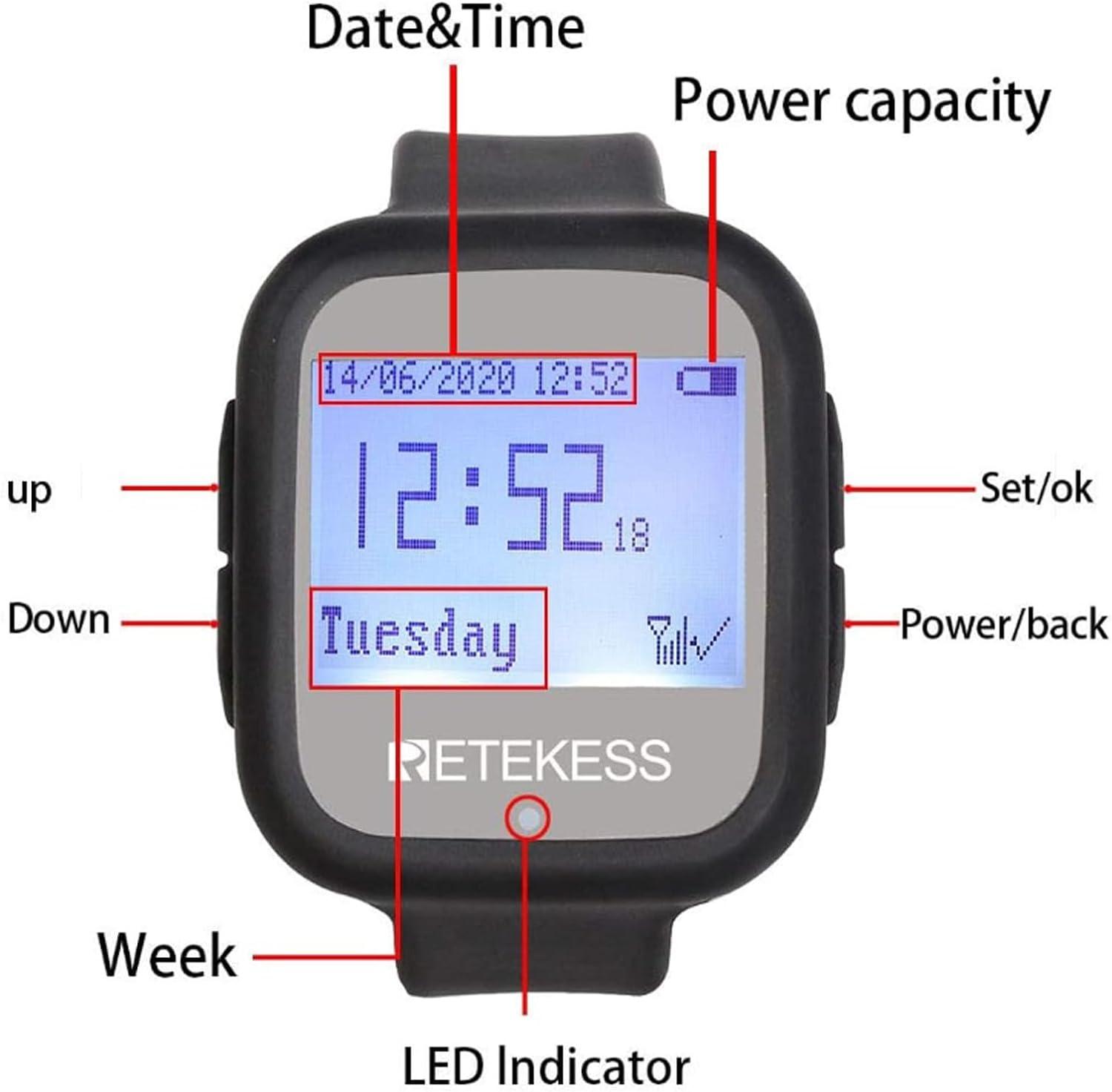 Retekess TD106 Waterproof Watch Receiver for Restaurant Paging System ...