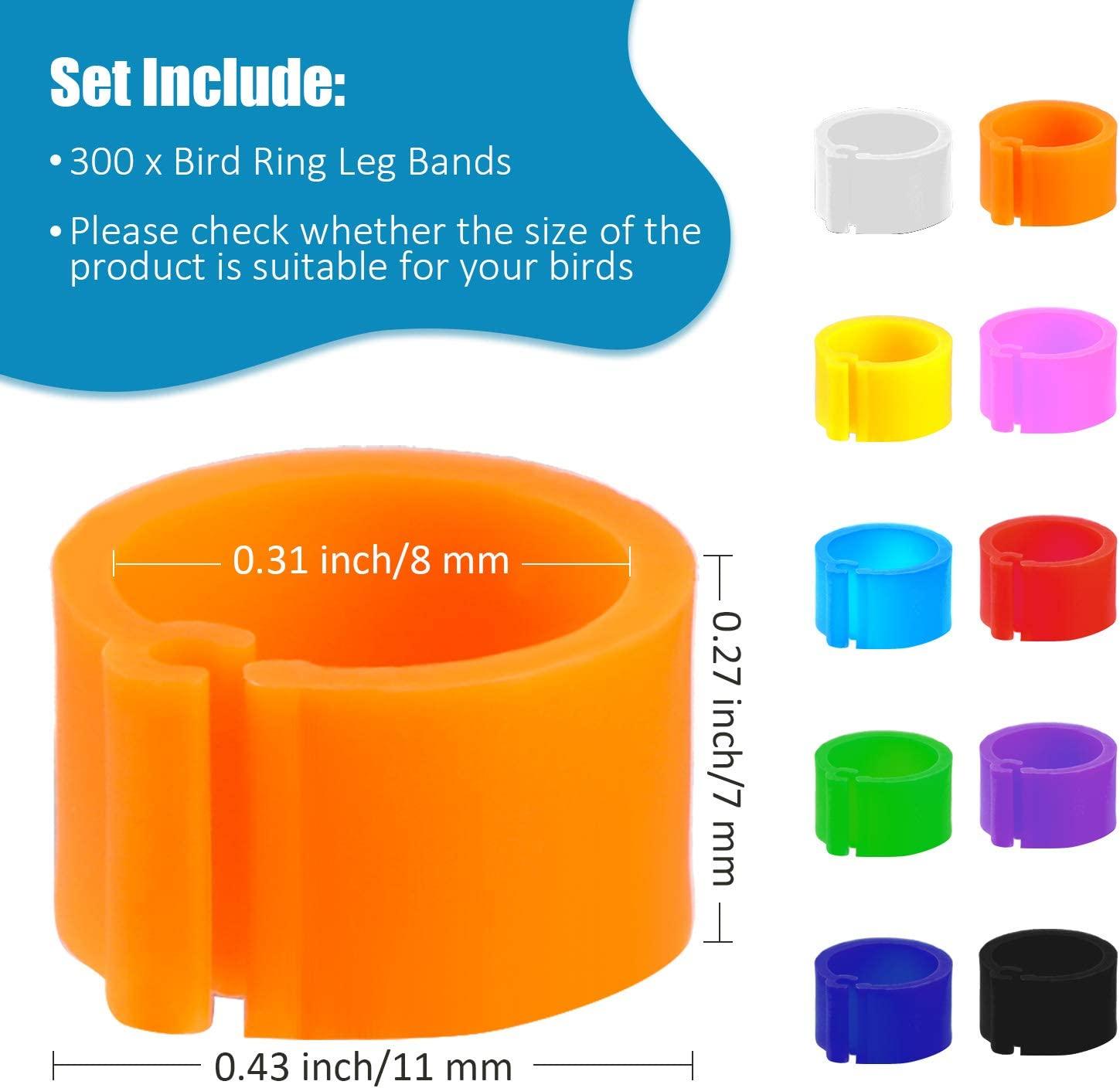 Weewooday 300 Pieces 8 mm Bird Ring Leg Bands Plastic Multi-Colour ...
