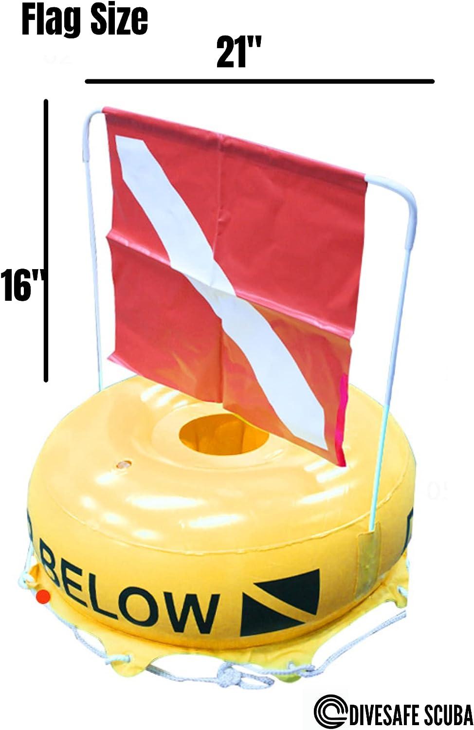 DiveSafe Scuba Round Buoy Float with Collapsible Flag Stiffener, Split ...