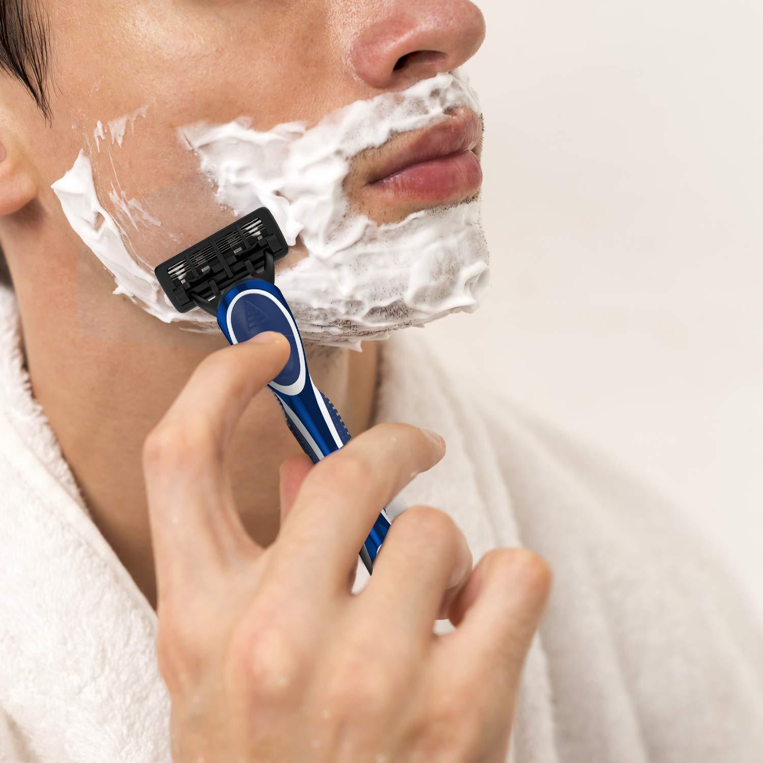 Men's 5-Blade Razor with Dual Lubrication, Precision Trimmer & 4 ...