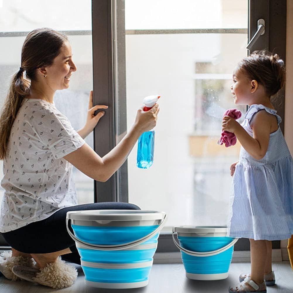 Foldable Bucket Collapsible - 5L + 10L Blue Beach Toy & Camping ...