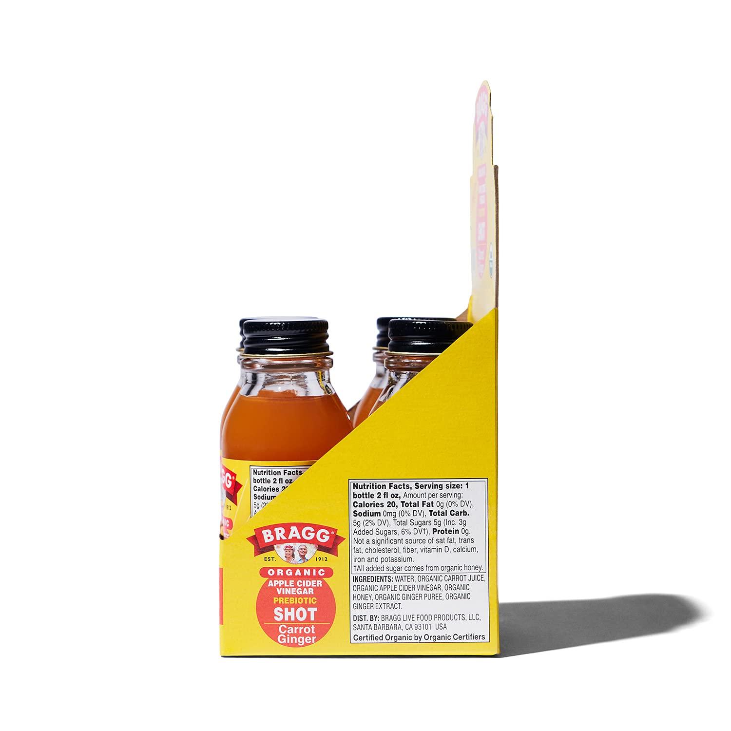 Bragg Organic Apple Cider Vinegar Shot - Carrot Ginger, 2 Oz (Pack of 4 ...