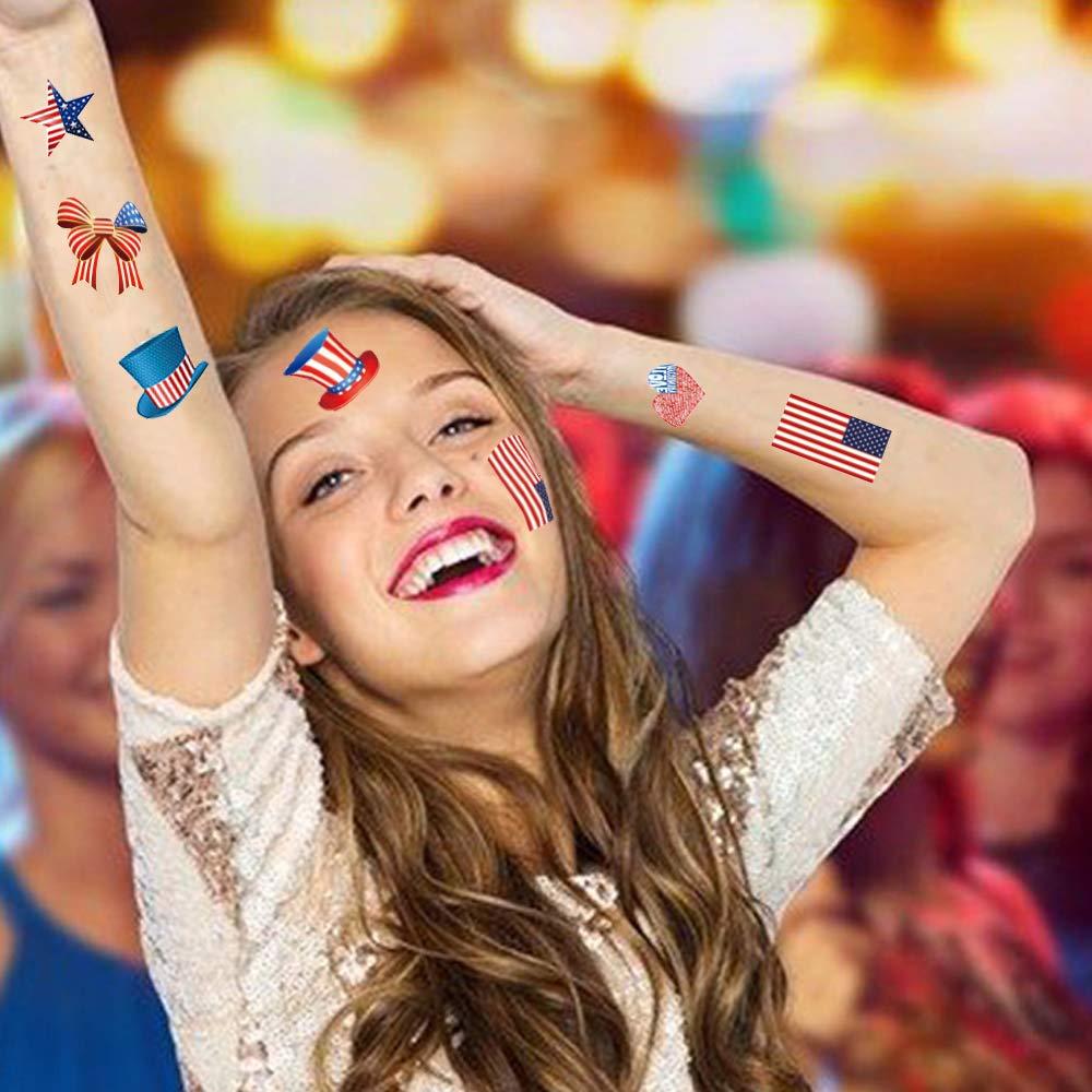 20 Sheets Independence Day Temporary Tattoos - American Flag Patriotic ...