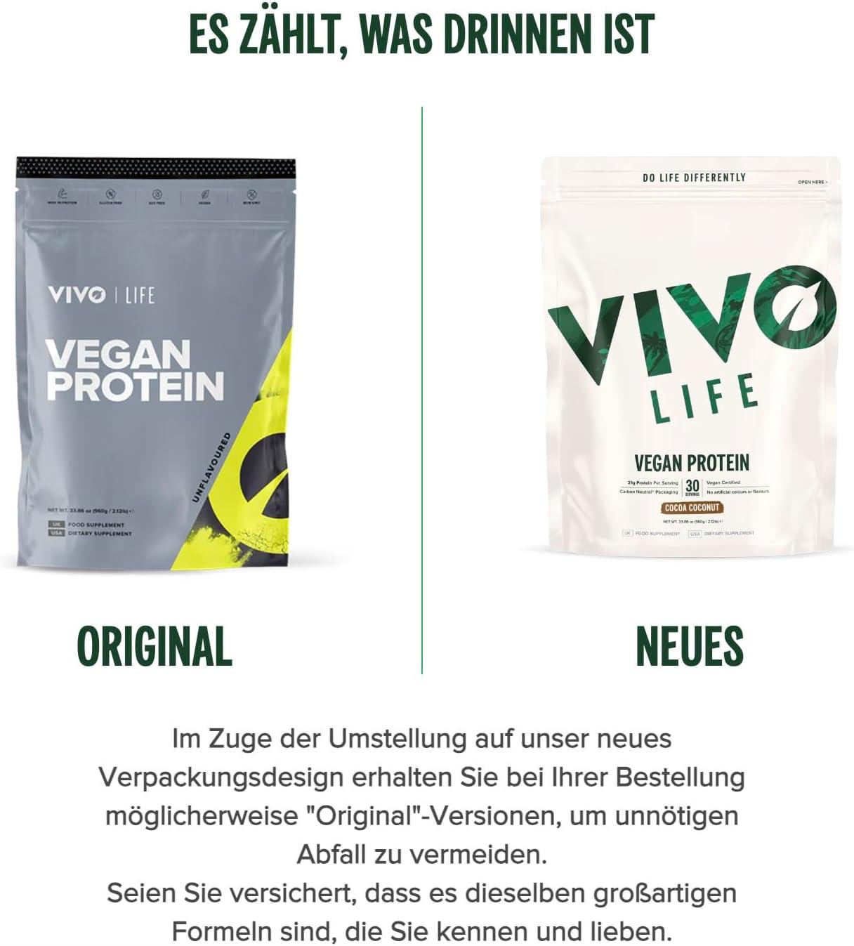 Vivo Life Vegan Protein Powder - 21g Plant-Based Protein per Serving ...