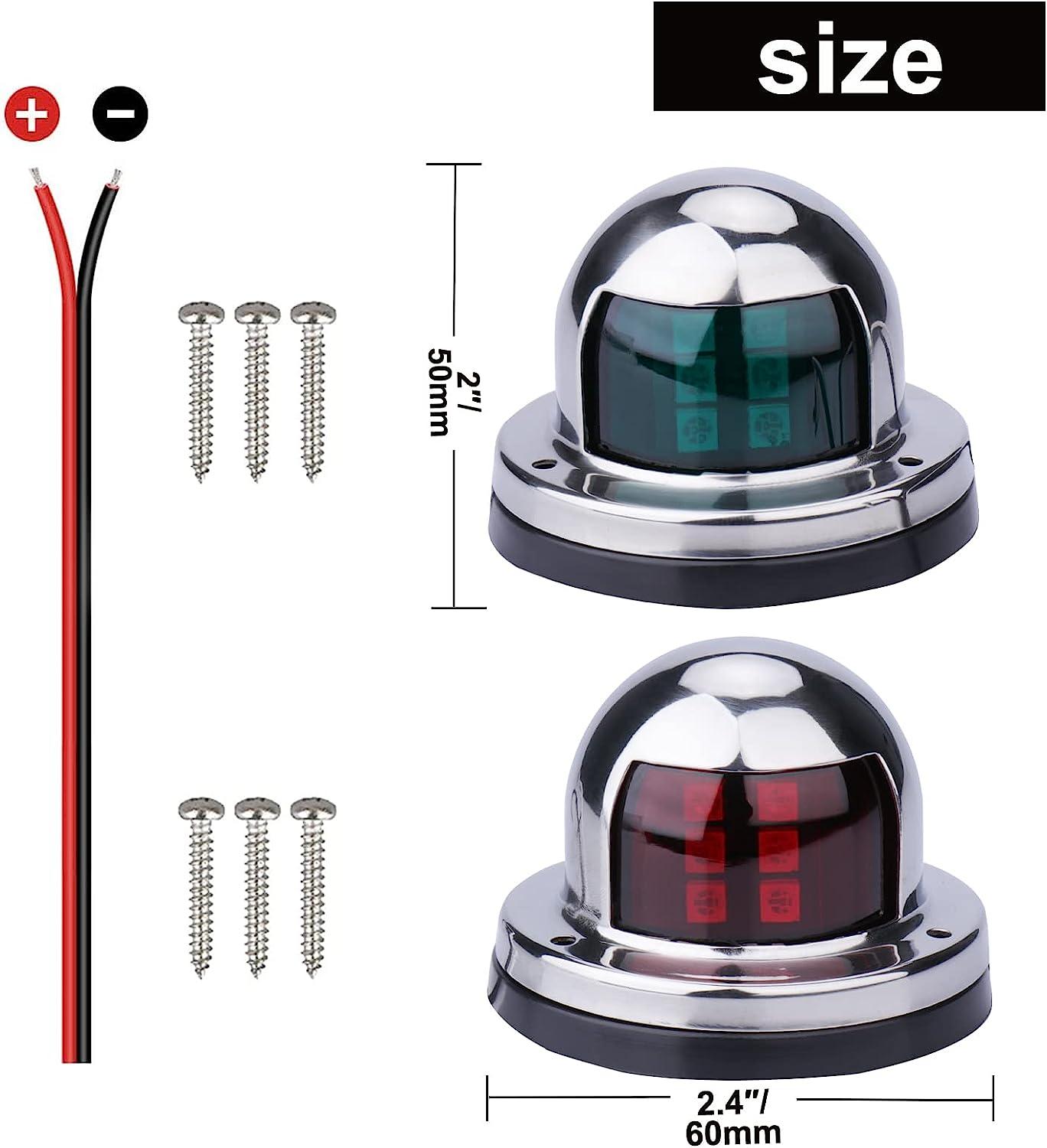 ManuMarine LED Boat Navigation Lights - Stainless Steel Side Lights for ...