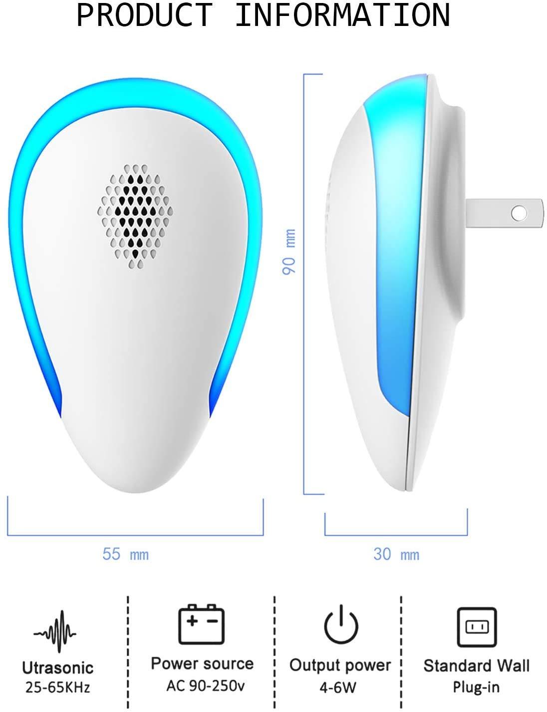 Ultrasonic Pest Repeller 6 Pack - Indoor Electronic Bug Repellent for ...