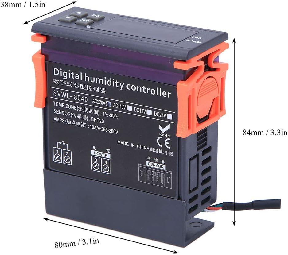 Digital Humidity Controller HM40 - 1-99% RH 220V Temperature Sensor for ...