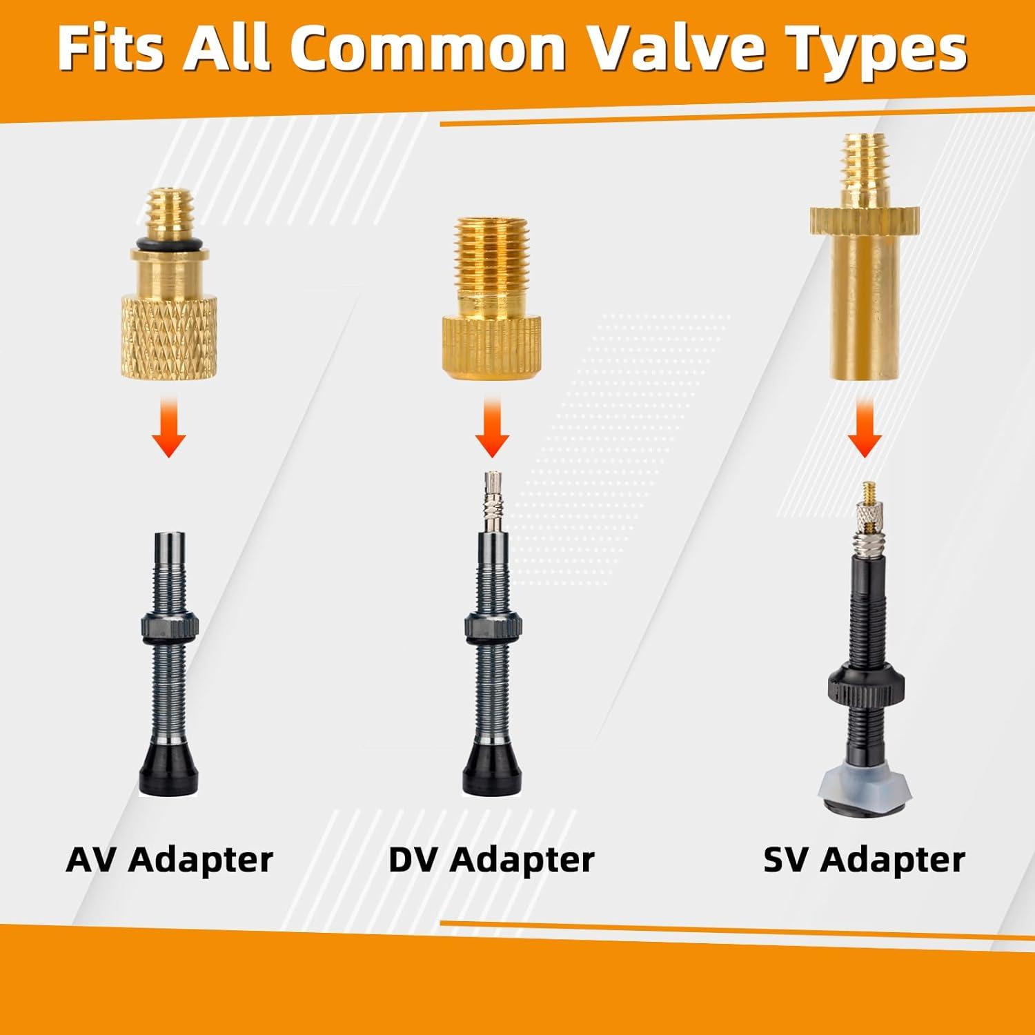 40-Part Bicycle Valve Adapter Set - All Valve Adapters for Air Pumps ...