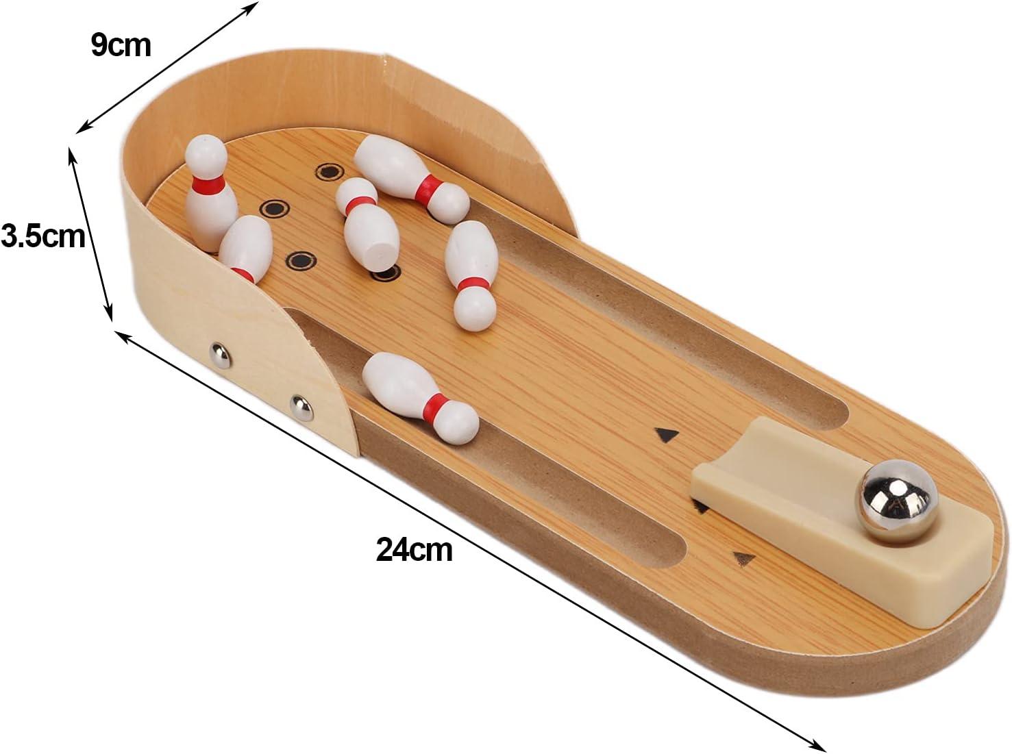 Luqeeg Table Top Mini Bowling Game Set - Fun Wooden Desktop Toy for ...