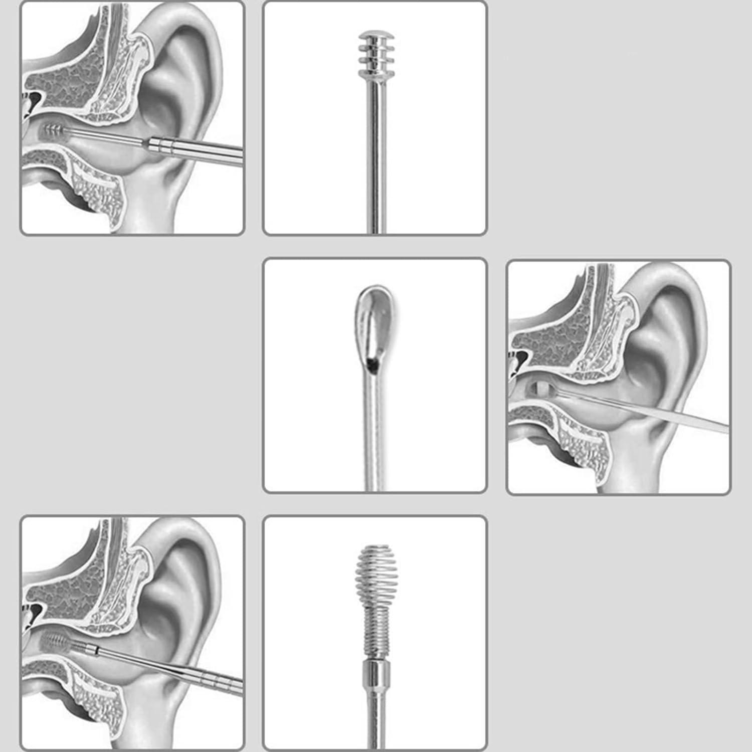 Stainless Steel Earwax Removal Kit - 6pcs Ear Pick & Curette Set with ...
