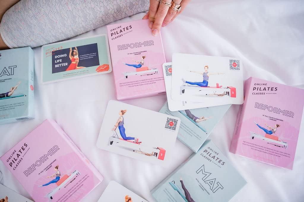 Pilates Reformer Deck + Video Tutorials | Fitness Cards for Home Gym ...