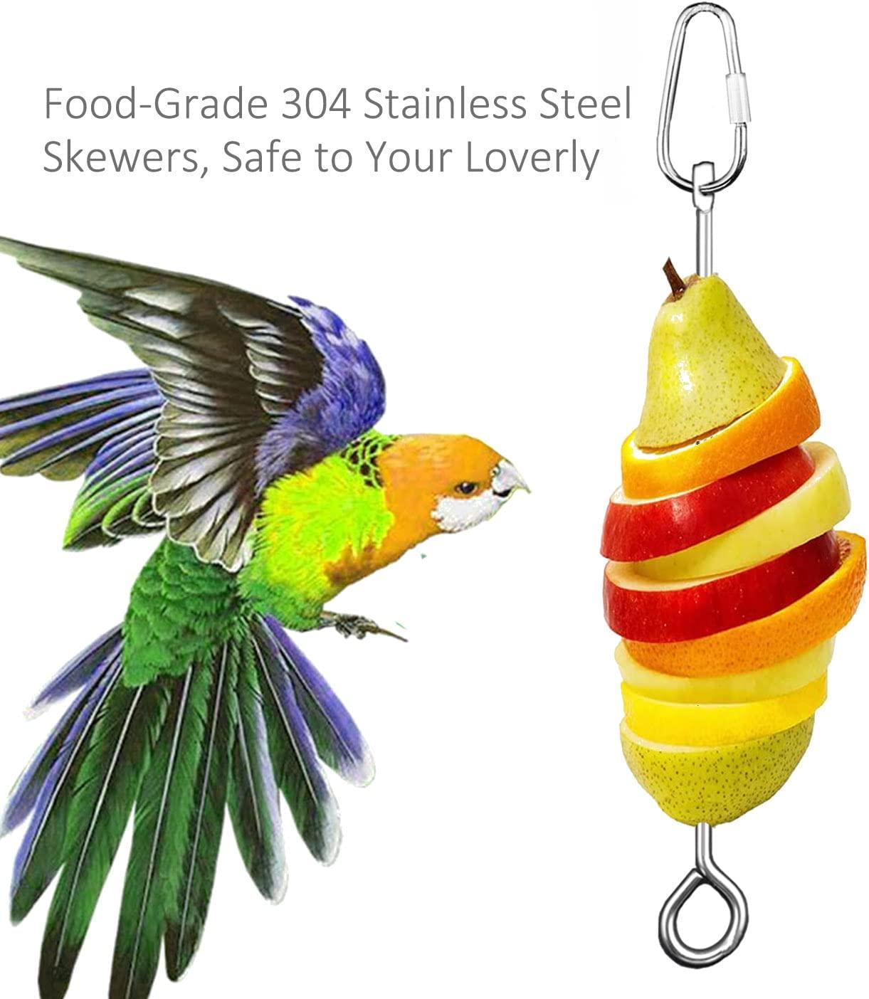 Parrot Fruit Veggie Skewer Bird Cage Feeder Toy for Parakeet Macaw ...