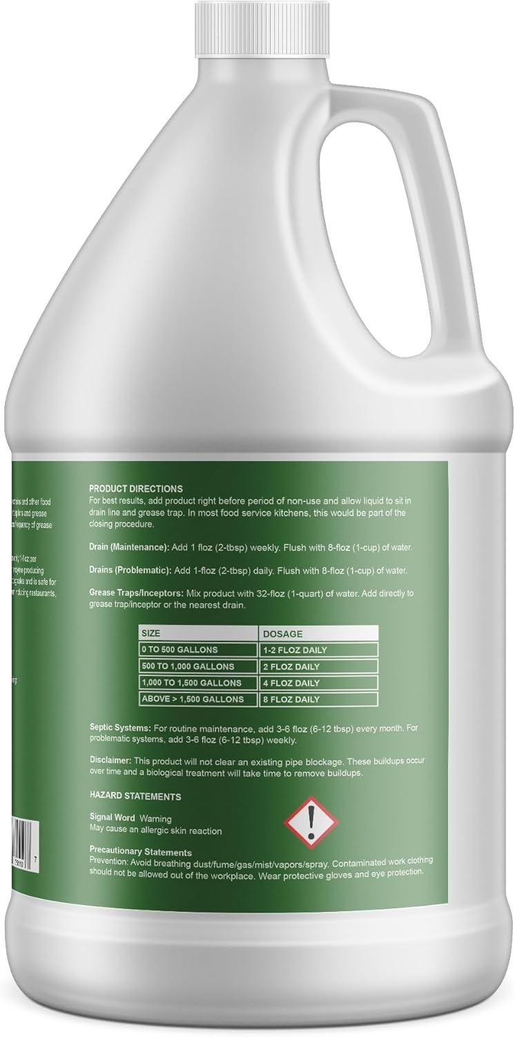Drain & Grease Trap Maintainer - 1 Gallon | Biological Formula for Fats ...