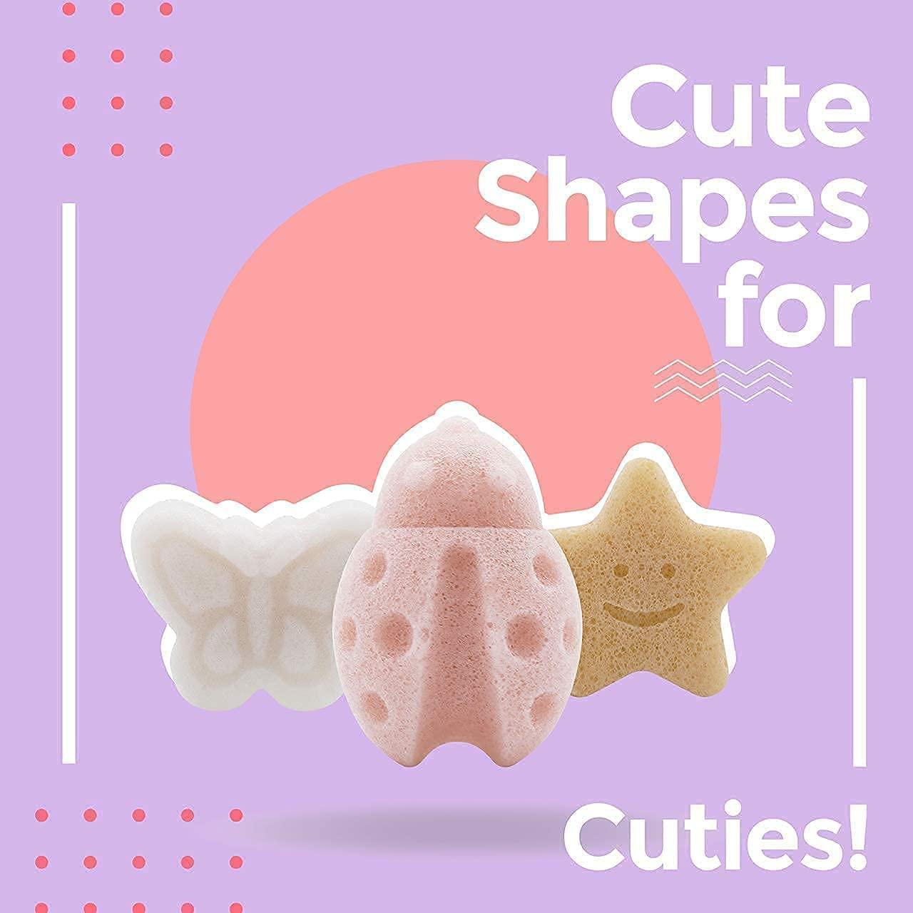 myHomeBody Konjac Baby Sponge for Bathing, Cute Shapes Natural Kids ...