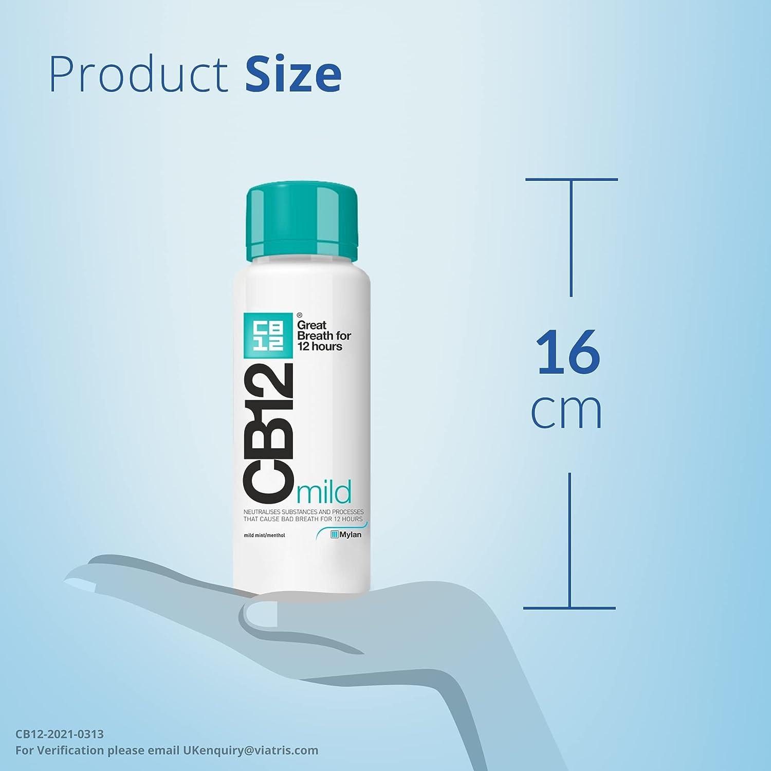 CB12 Mild Mint Menthol Mouthwash (250ml) - Freshen Your Breath with Long-Lasting Protection ...