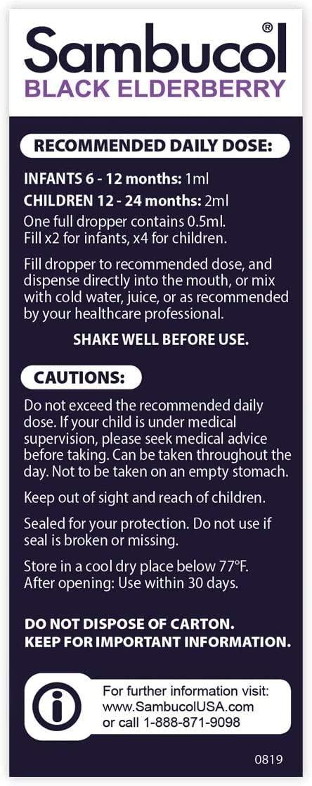 Sambucol Black Elderberry Infant Drops for 6+ Months | 0.68 fl oz (20 ...