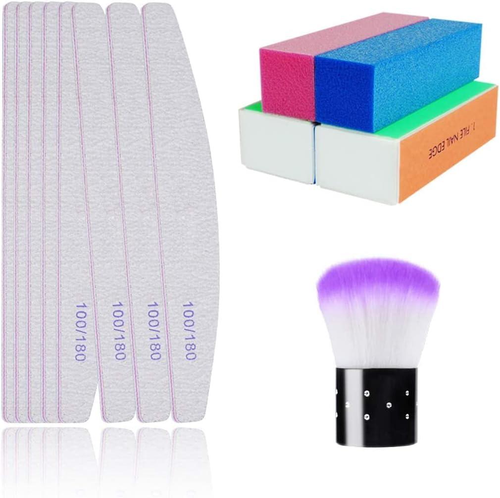 Nail File Set - 13 Pack Professional Nail Files Buffers & Brush | 100/ ...