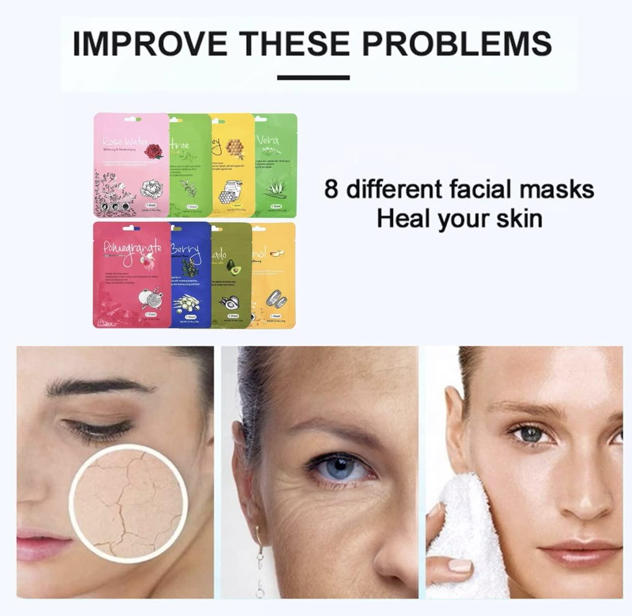 Collagen Essence Facial Cloth Masks - Vitamin C Skin Care for All Skin ...