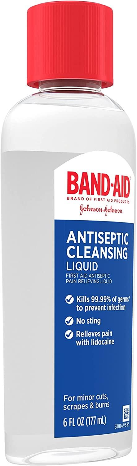 Band-Aid Antiseptic Cleansing Liquid 6 fl. oz - Relieves Pain, Kills ...