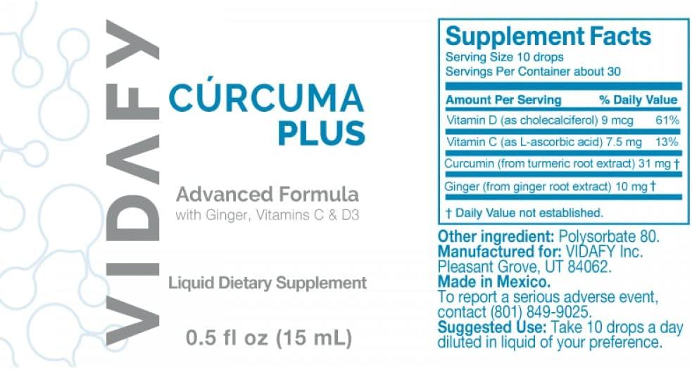 Vidafy Turmeric Curcumin Plus - Powerful 15ml Anti-Inflammatory ...
