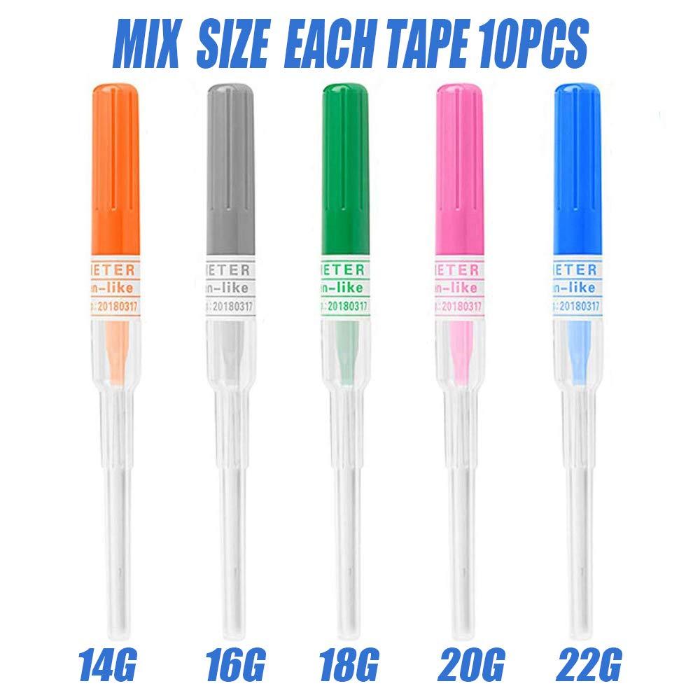 Jconly Catheter Needles - 50PCS Mix 14/16/18/20/22 Gauge Piercing ...