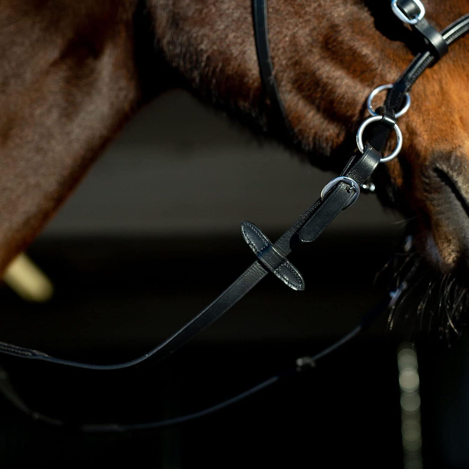 HORZE Genuine Leather Cross-Under Bitless Bridle with Web Reins - Black ...