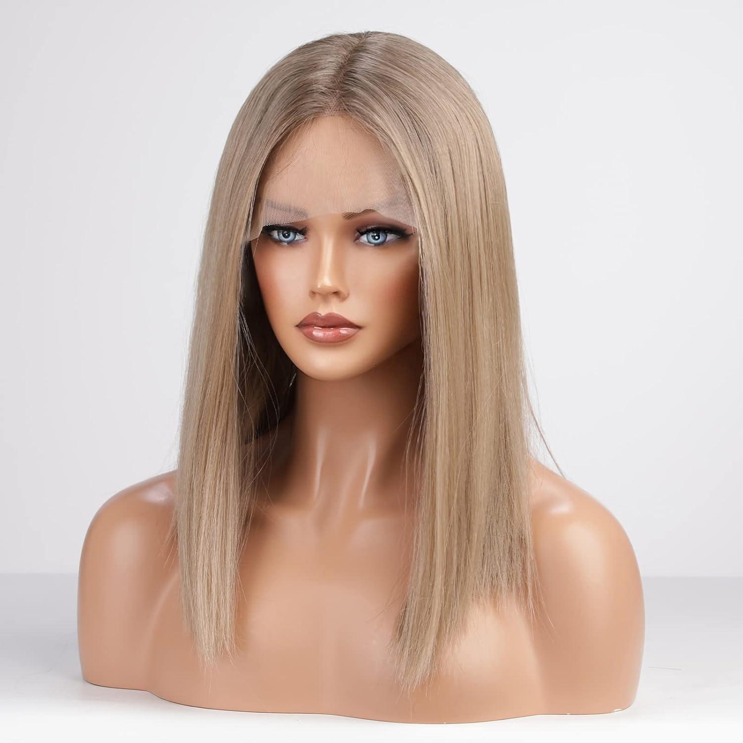 HAIRCUBE Ash Blonde Lace Front Shoulder Length Bob Wig | Natural ...