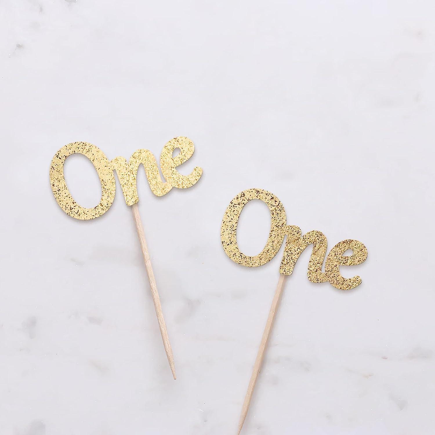 PACK of 24pcs Toppers Gold Number One Toppers First Birthday Cake ...