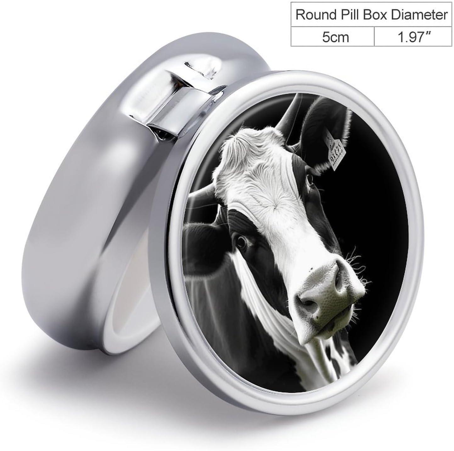 Funny Cow Head Round Pill Box | 3 Compartment Decorative Metal ...