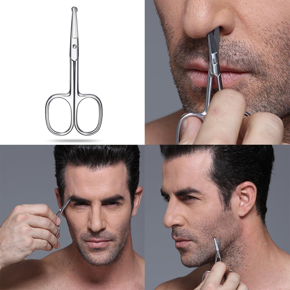 Campumer Nose & Beard Scissors - Rounded Tip Facial Hair Grooming Set ...