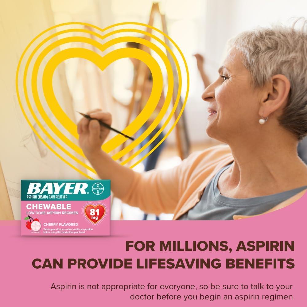 Buy Bayer Aspirin Low Dose 81 mg Chewable Tablets - Cherry Flavor Pain ...