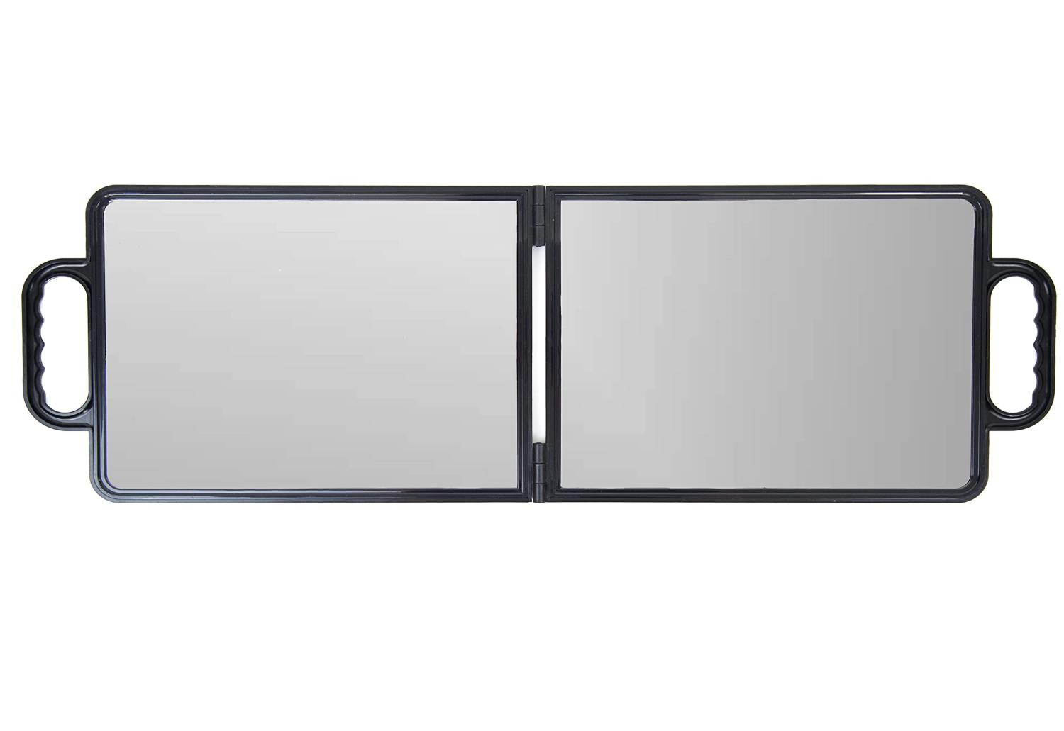 Large Folding Double Handle Handheld Mirror - Salon Haircut Mirror ...