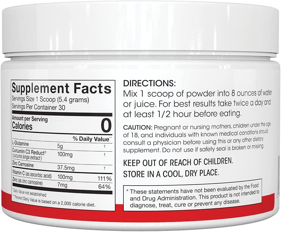 Gut Repair Powder - L-Glutamine, Curcumin, Zinc & Vitamin C Supplement ...