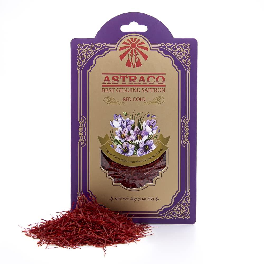 Astraco Pure Saffron Threads - 4g (0.141 oz) - Highest Quality Saffron ...