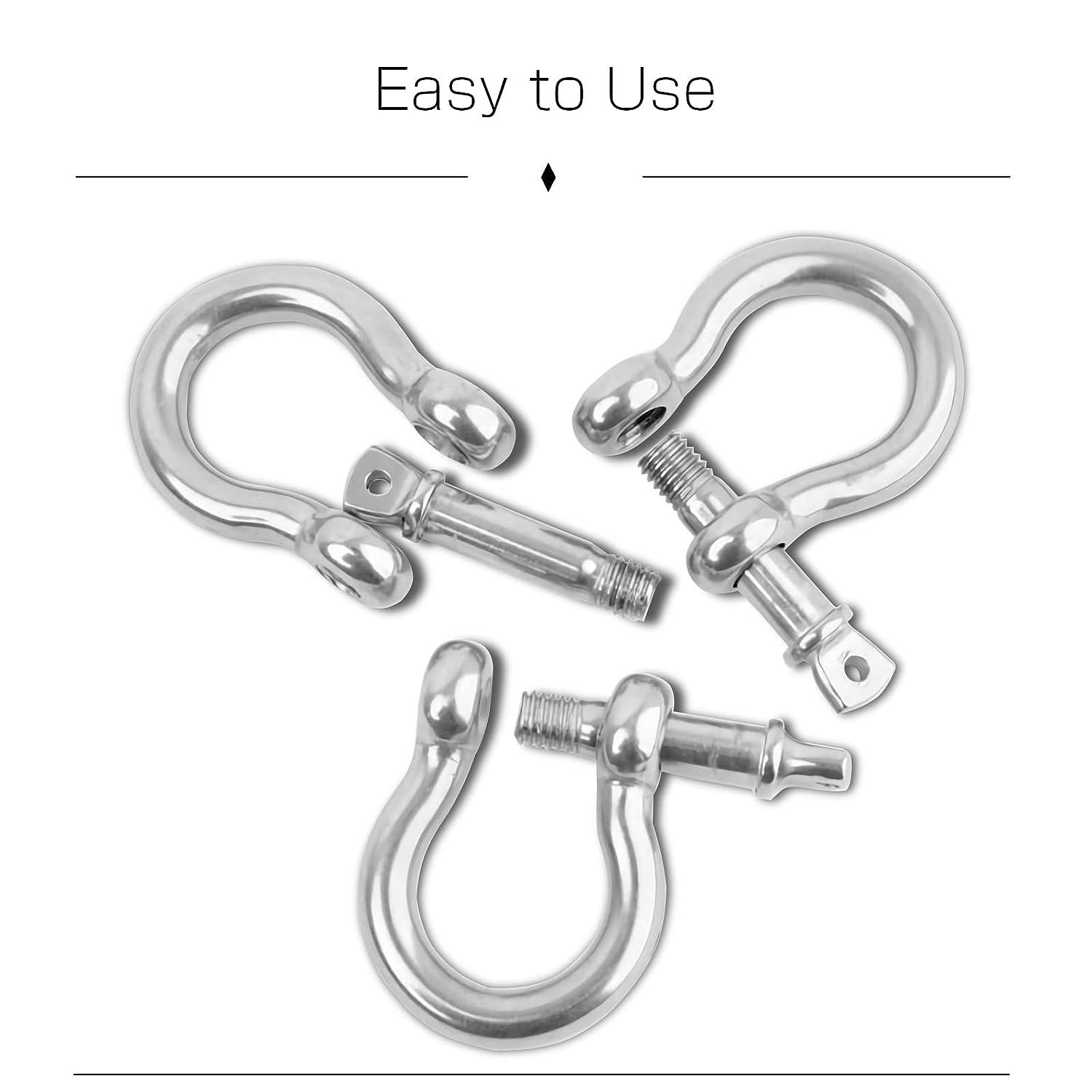 AMYSPORTS Heavy Duty Stainless Steel Chain Shackle Set - M10 1400lbsf ...